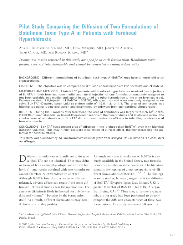 (PDF) Pilot Study Comparing the Diffusion of Two Formulations of ...