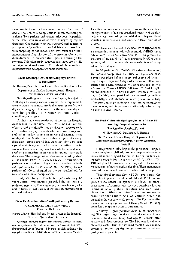 (PDF) Early discharge of cardiac surgery patients: A pilot study