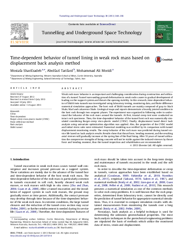 (PDF) Time-dependent behavior of tunnel lining in weak rock mass based ...