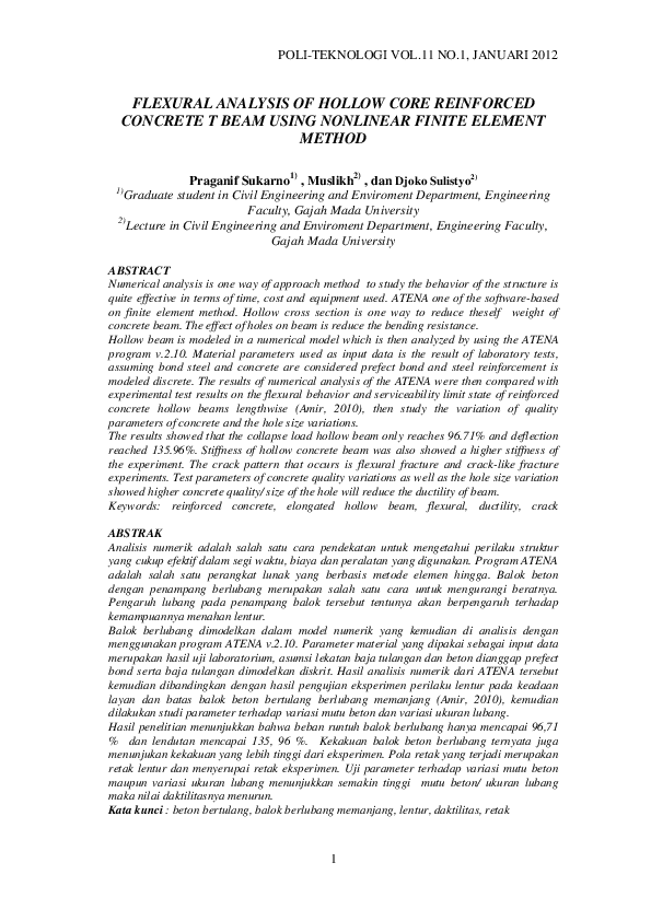 (PDF) Flexural Analysis of Hollow Core Reinforced Concrete T Beam Using Nonlinear Finite Element ...