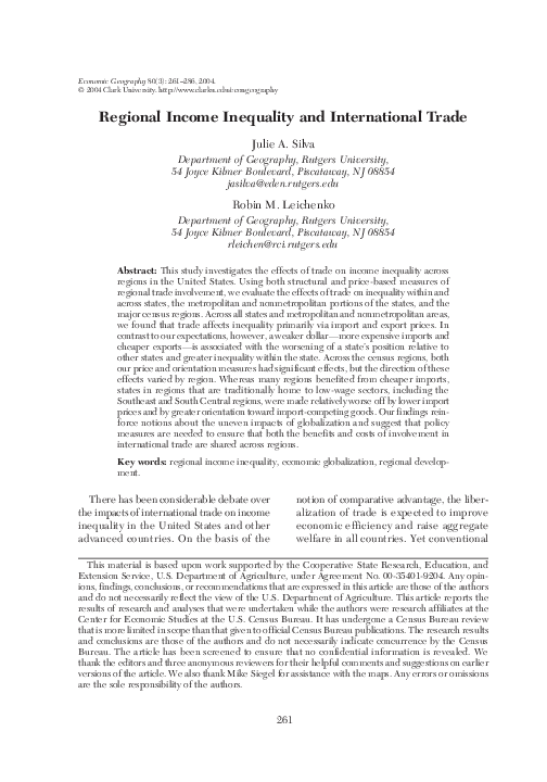 (PDF) Regional Income Inequality and International Trade