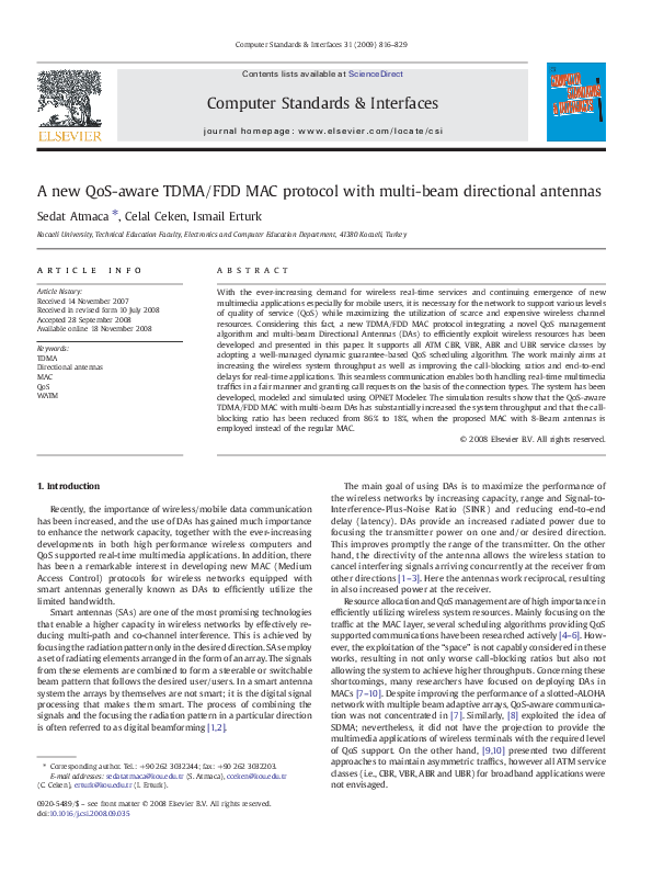 Pdf A New Qos Aware Tdmafdd Mac Protocol With Multi Beam Directional
