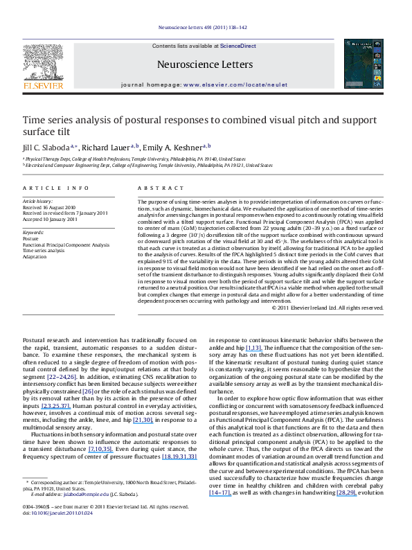(PDF) Time series analysis of postural responses to combined visual ...