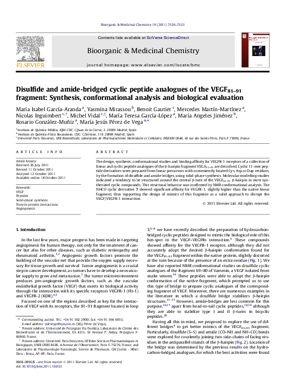 (PDF) Disulfide and amide-bridged cyclic peptide analogues of the VEGF ...