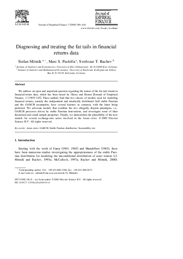 (PDF) Diagnosing and treating the fat tails in financial returns data