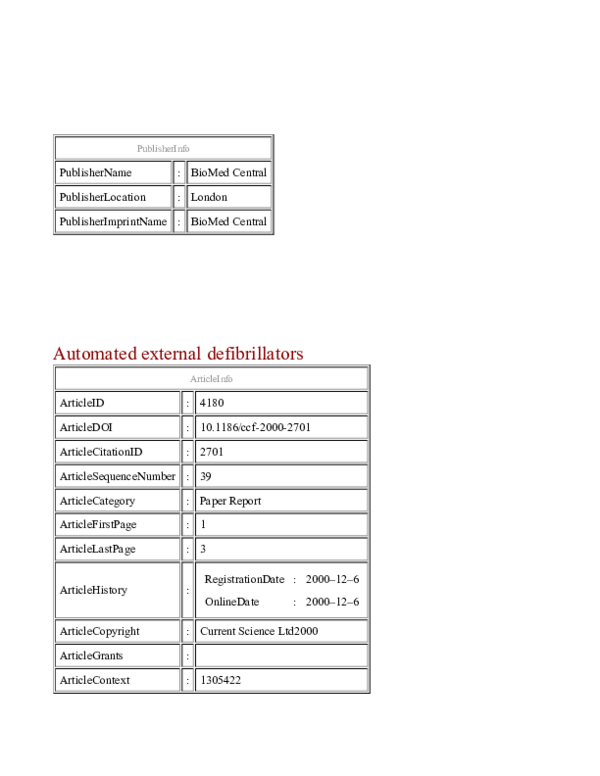 (PDF) Automated external defibrillators