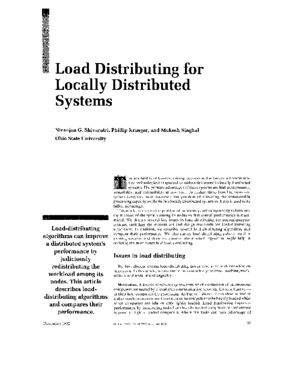 (PDF) Load Distributing for Locally Distributed Systems