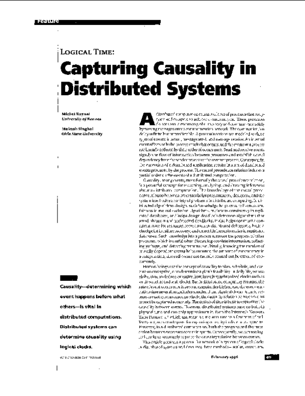 (PDF) Logical Time: Capturing Causality in Distributed Systems (PDF) Logical Time: Capturing Causality in Distributed Systems
