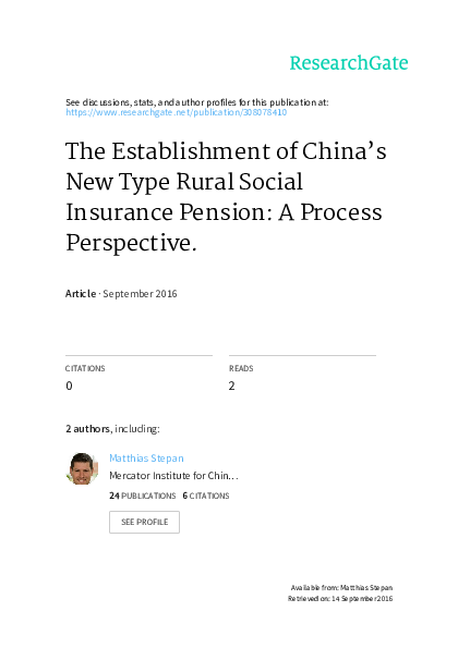 (PDF) The Establishment of China's New Type Rural Social Insurance ...