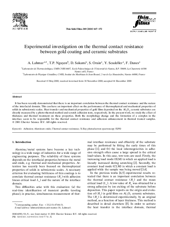 (PDF) Experimental investigation on the thermal contact resistance ...