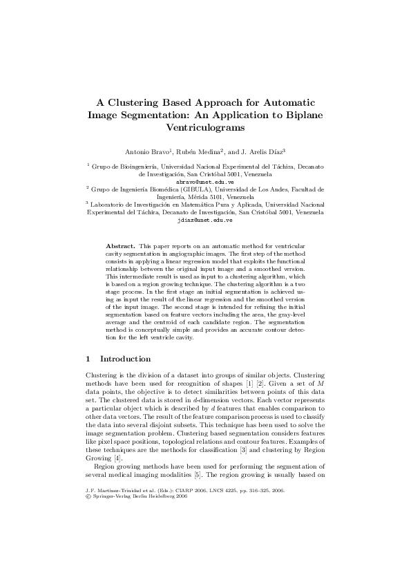 (PDF) A Clustering Based Approach for Automatic Image Segmentation: An Application to Biplane ...