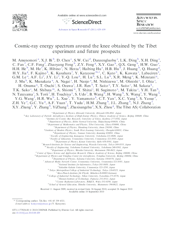 (PDF) Cosmic-ray energy spectrum around the knee obtained by the Tibet ...