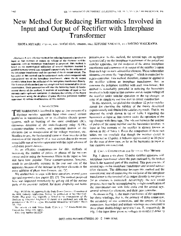 (PDF) New Method for Reducing Harmonics Involved in Input and Output of ...