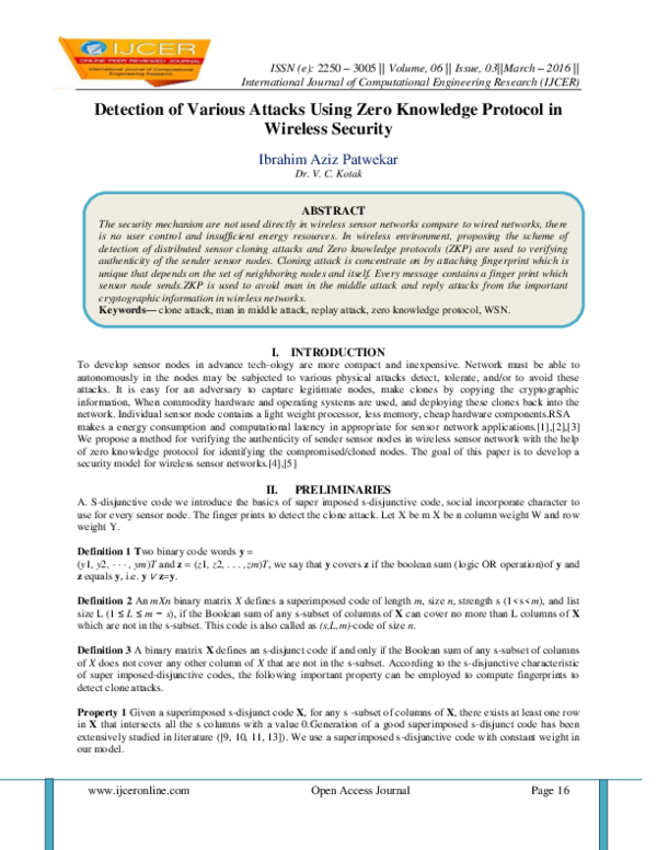 Pdf Detection Of Various Attacks Using Zero Knowledge Protocol In