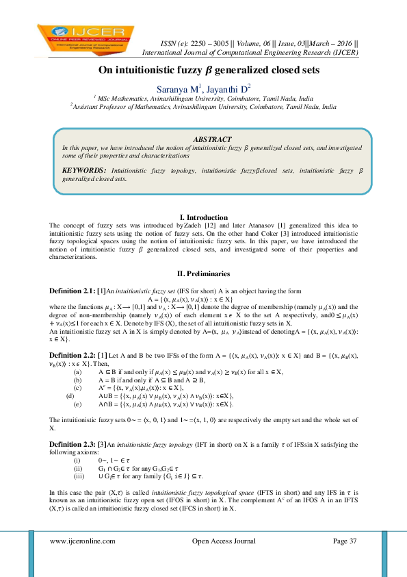 (PDF) On intuitionistic fuzzy í µí¼· generalized closed sets