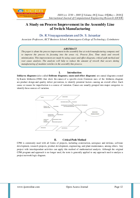 (PDF) A Study on Process Improvement in the Assembly Line of Switch ...