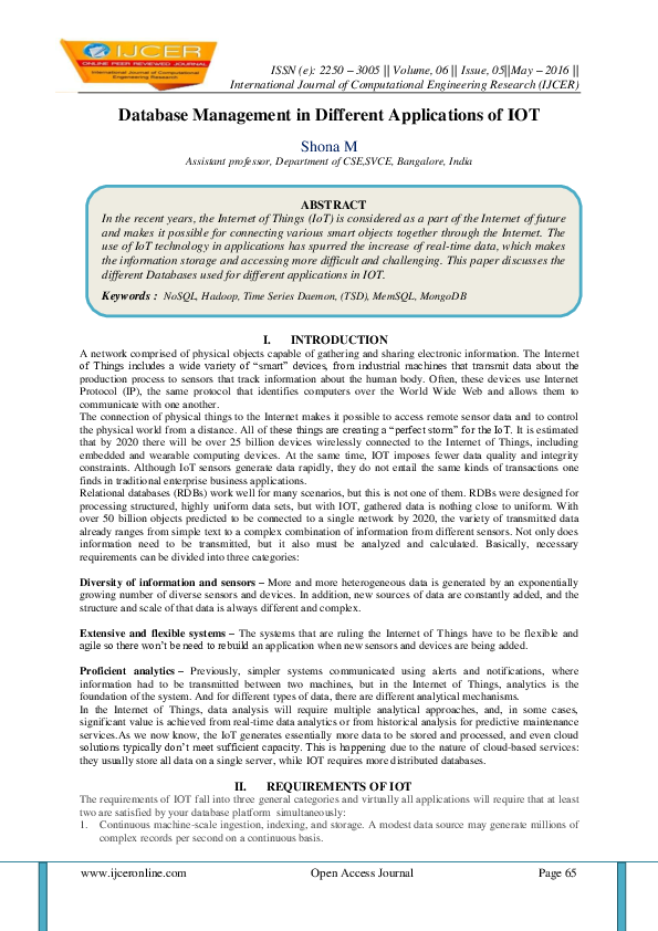 (PDF) Database Management in Different Applications of IOT