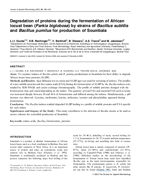 (PDF) Degradation of proteins during the fermentation of African locust ...