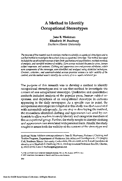(PDF) A Method to Identify Occupational Stereotypes