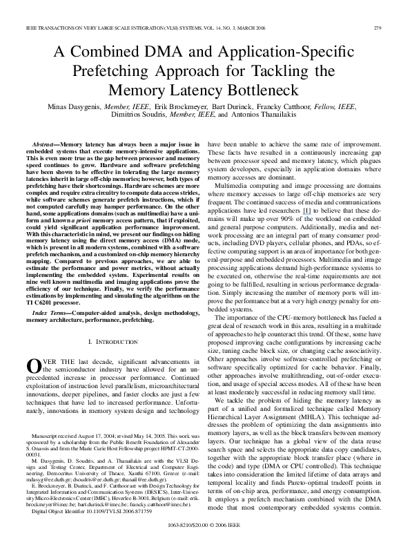 (PDF) A combined DMA and application-specific prefetching approach for tackling the memory ...