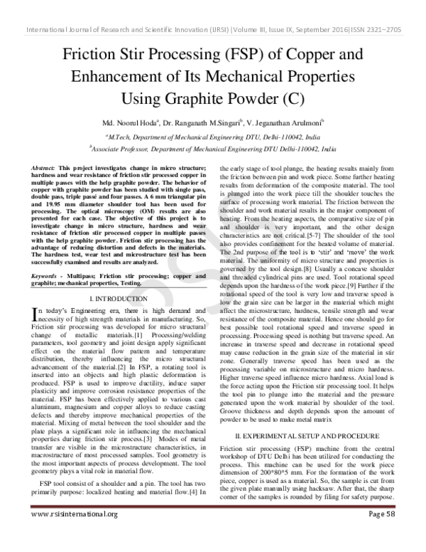 (PDF) Friction Stir Processing (FSP) of Copper and Enhancement of Its ...