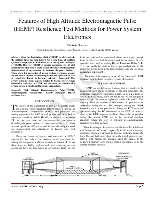 (PDF) Features of High Altitude Electromagnetic Pulse (HEMP) Resilience ...