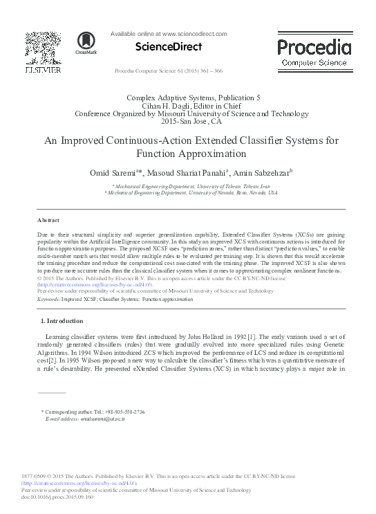 An Improved Continuous Action Extended Classifier Systems For Function