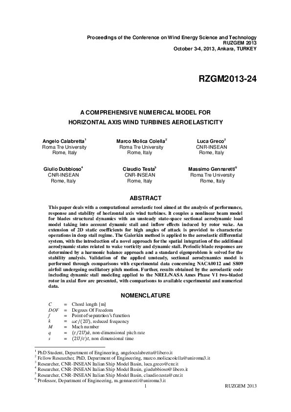(PDF) A Comprehensive Numerical Model for Horizontal Axis Wind Turbines ...