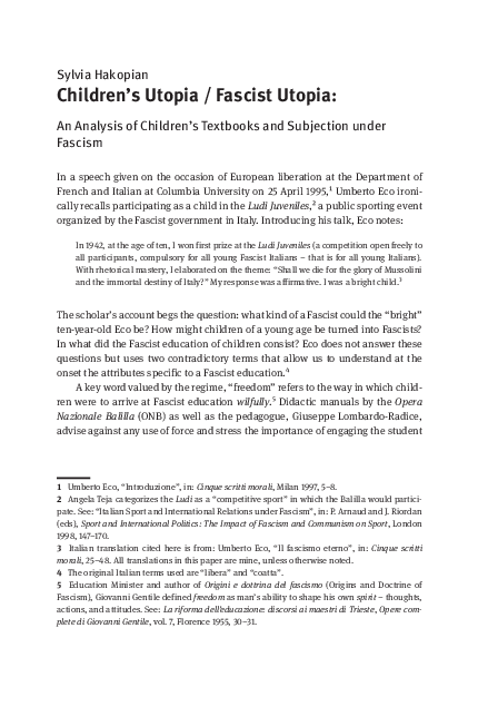 (PDF) Children's Utopia / Fascist Utopia: An Analysis of Children's ...