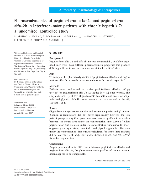 (PDF) Pharmacokinetic and pharmacodynamic comparison of two "pegylated ...