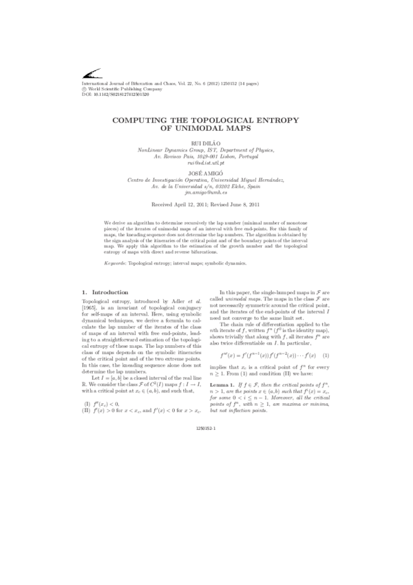 (PDF) Computing the Topological Entropy of Unimodal Maps