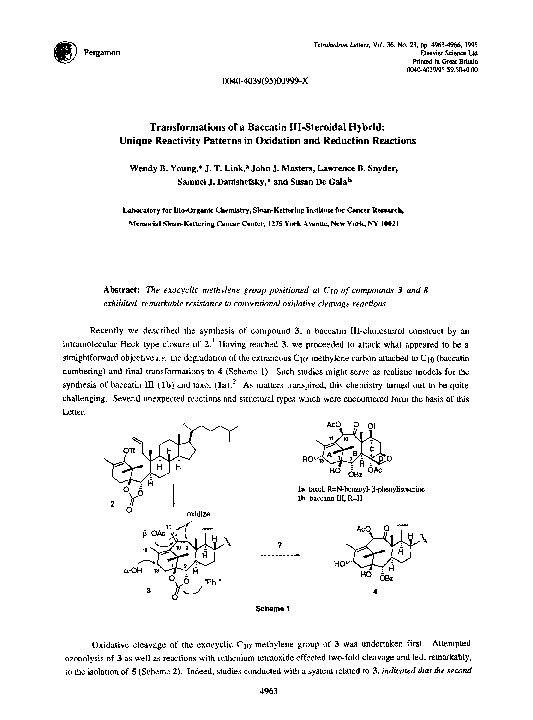 (PDF) Transformations of a baccatin III-steroidal hybrid: Unique ...