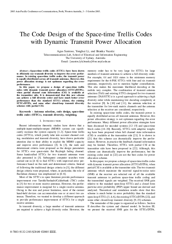 Pdf The Code Design Of The Space Time Trellis Codes With Dynamic
