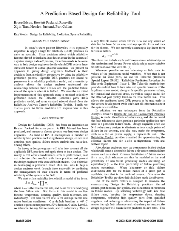 (PDF) A prediction based design-for-reliability tool