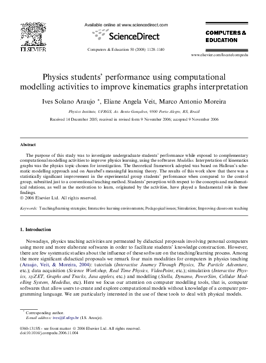 (PDF) Physics students' performance using computational modelling activities to improve ...