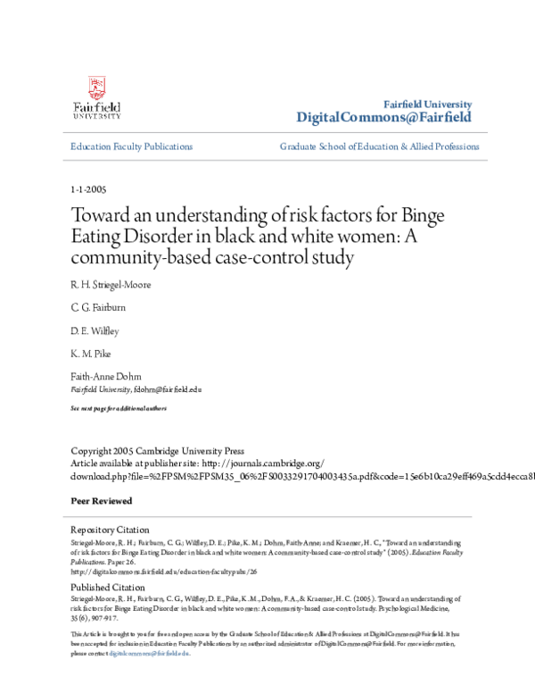(PDF) Toward an understanding of risk factors for Binge Eating Disorder ...