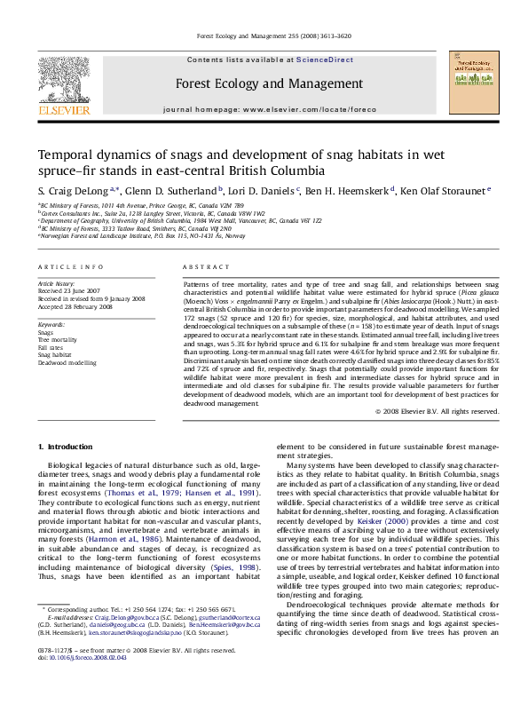 (PDF) Temporal dynamics of snags and development of snag habitats in ...