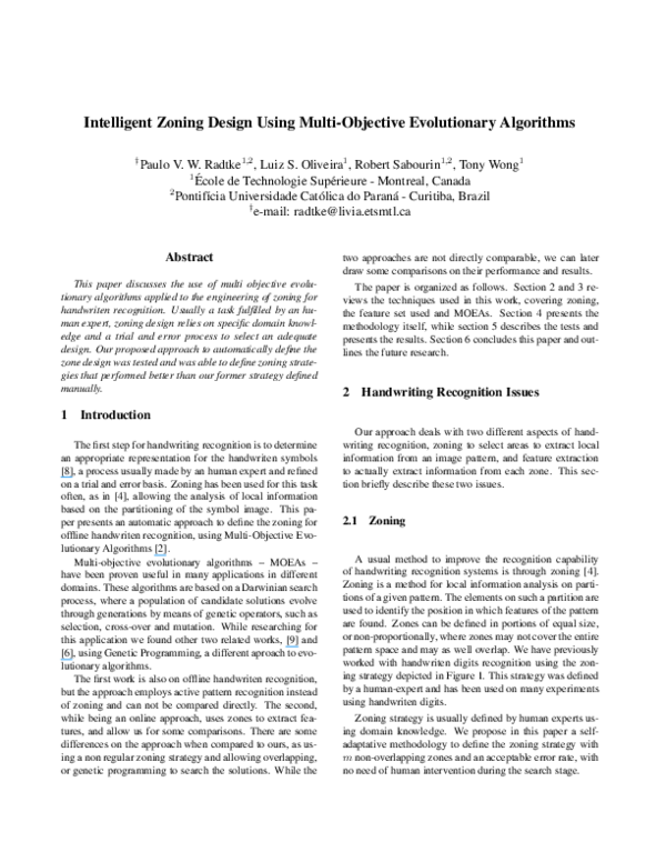 Pdf Automated Handwriting Zoning Via Evolutionary Algorithms