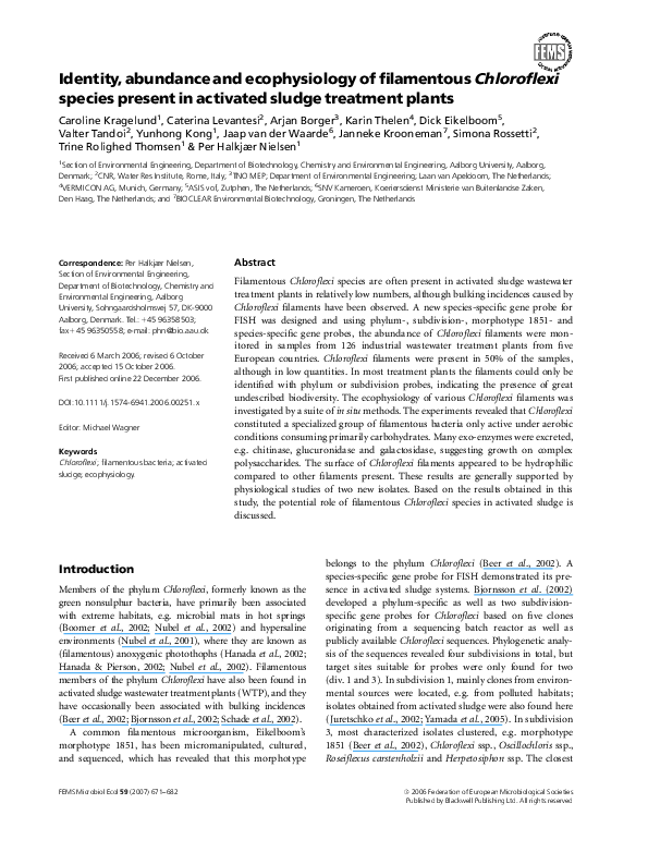 (PDF) Identity, abundance and ecophysiology of filamentous Chloroflexi ...