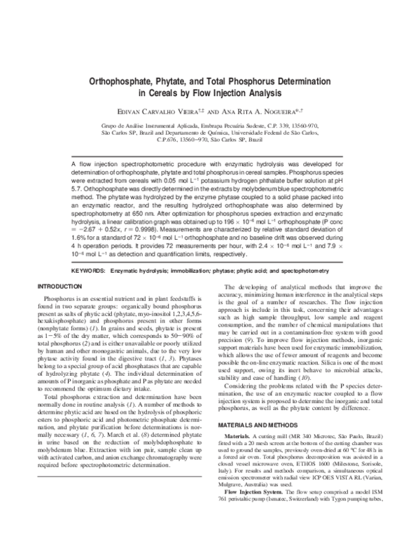 (PDF) Orthophosphate, Phytate, and Total Phosphorus Determination in ...
