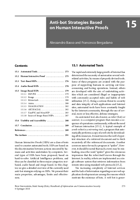 (PDF) Anti-bot Strategies Based on Human Interactive Proofs