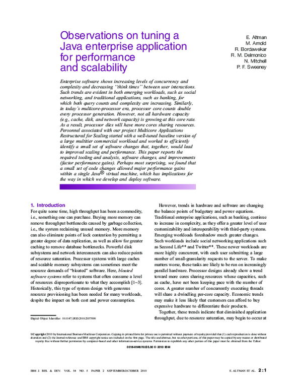 (PDF) Observations on tuning a Java enterprise application for ...