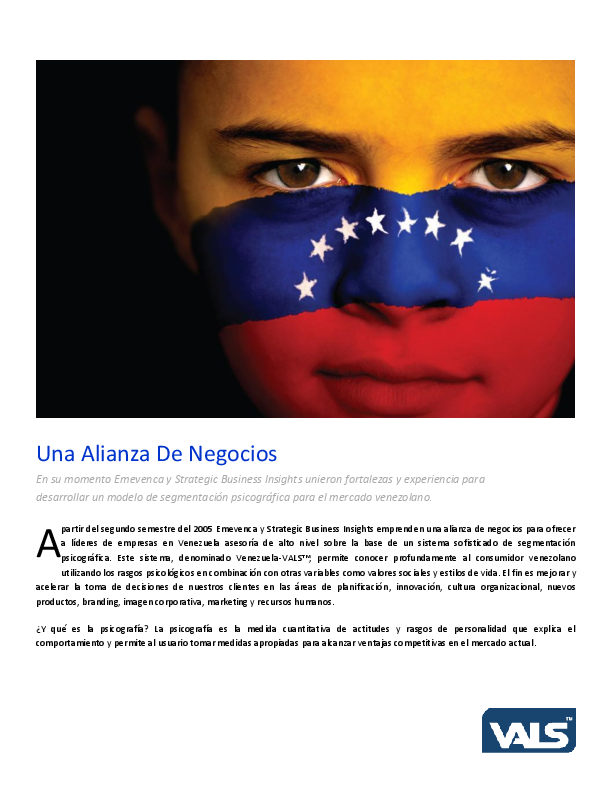 (PDF) Venezuela-VALS Brochure 2016