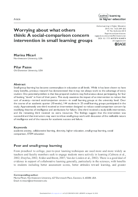 (PDF) Worrying about what others think: A social-comparison concern ...