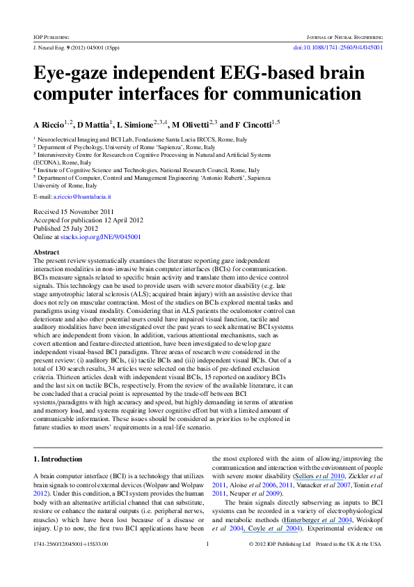 (PDF) Eye-gaze independent EEG-based brain–computer interfaces for ...