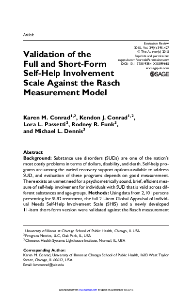 (PDF) Validation of the Full and Short-Form Self-Help Involvement Scale ...