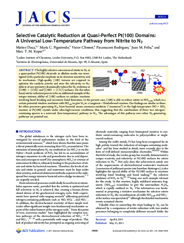 (PDF) Selective Catalytic Reduction at Quasi-Perfect Pt(100) Domains: A ...