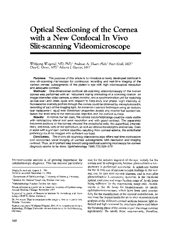 (PDF) Optical sectioning of the cornea with a new confocal in vivo slit ...
