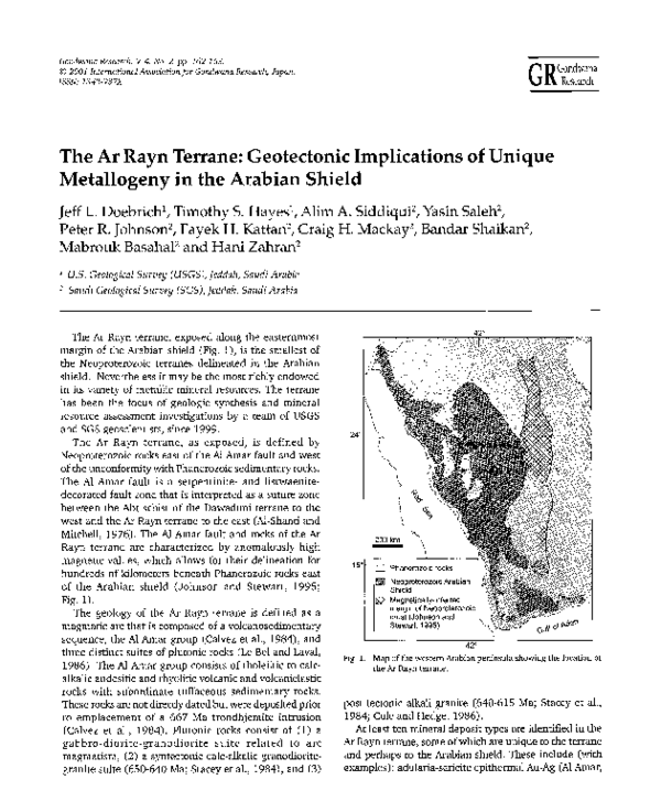 (PDF) The Ar Rayn Terrane: Geotectonic Implications of Unique ...