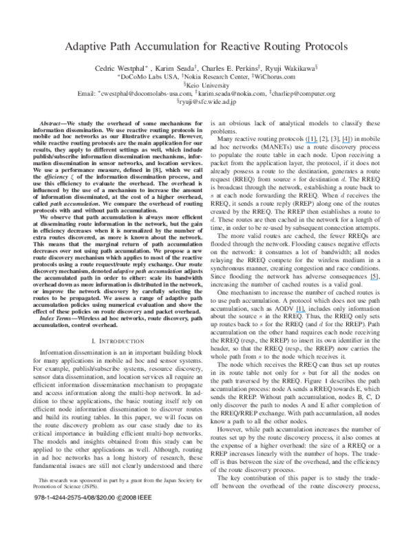(PDF) Adaptive path accumulation for reactive routing protocols